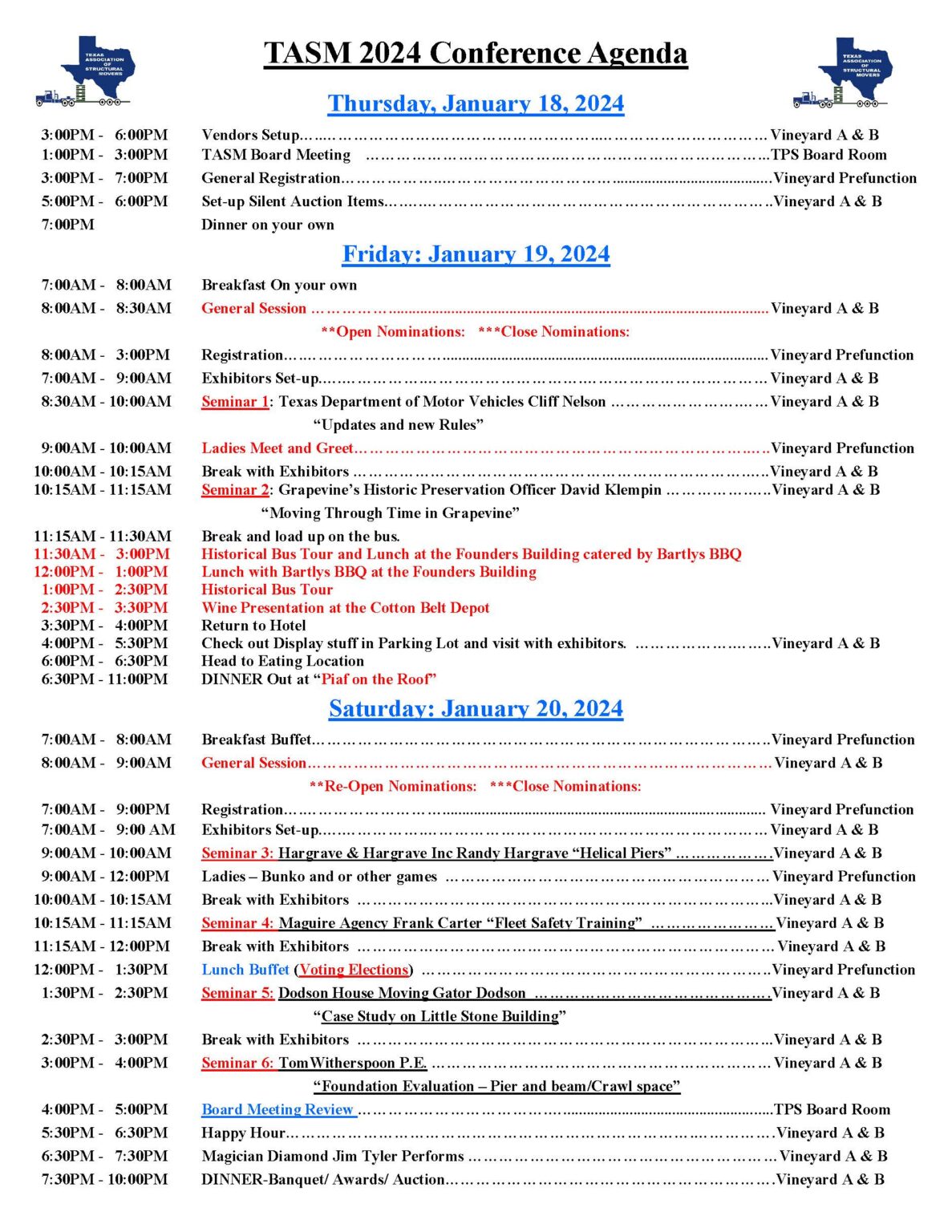 Agendas – Texas Association of Structural Movers